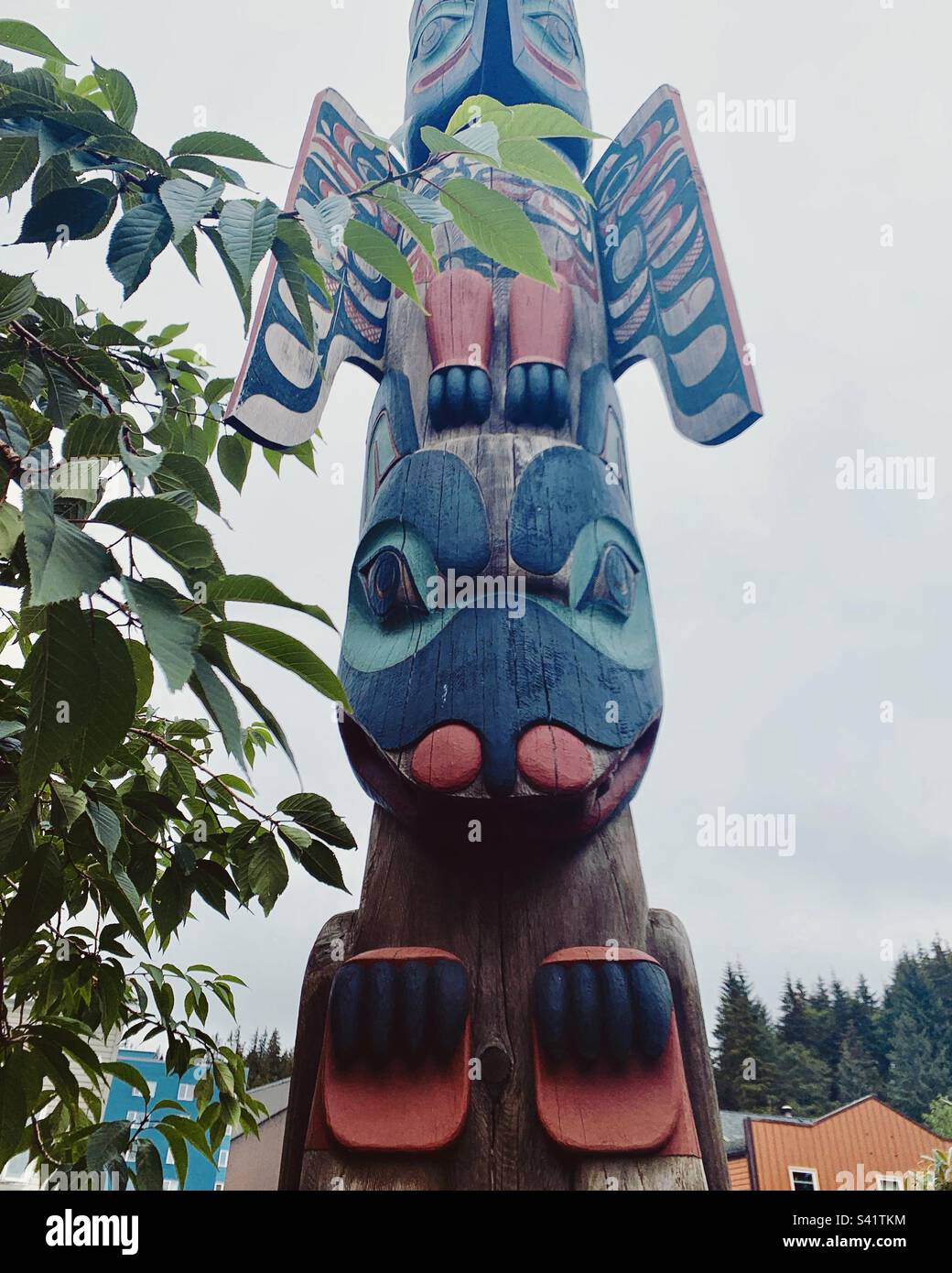 August, 2022, Detail, Chief Kyan Totem Pole, Whale Park, Ketchikan ...