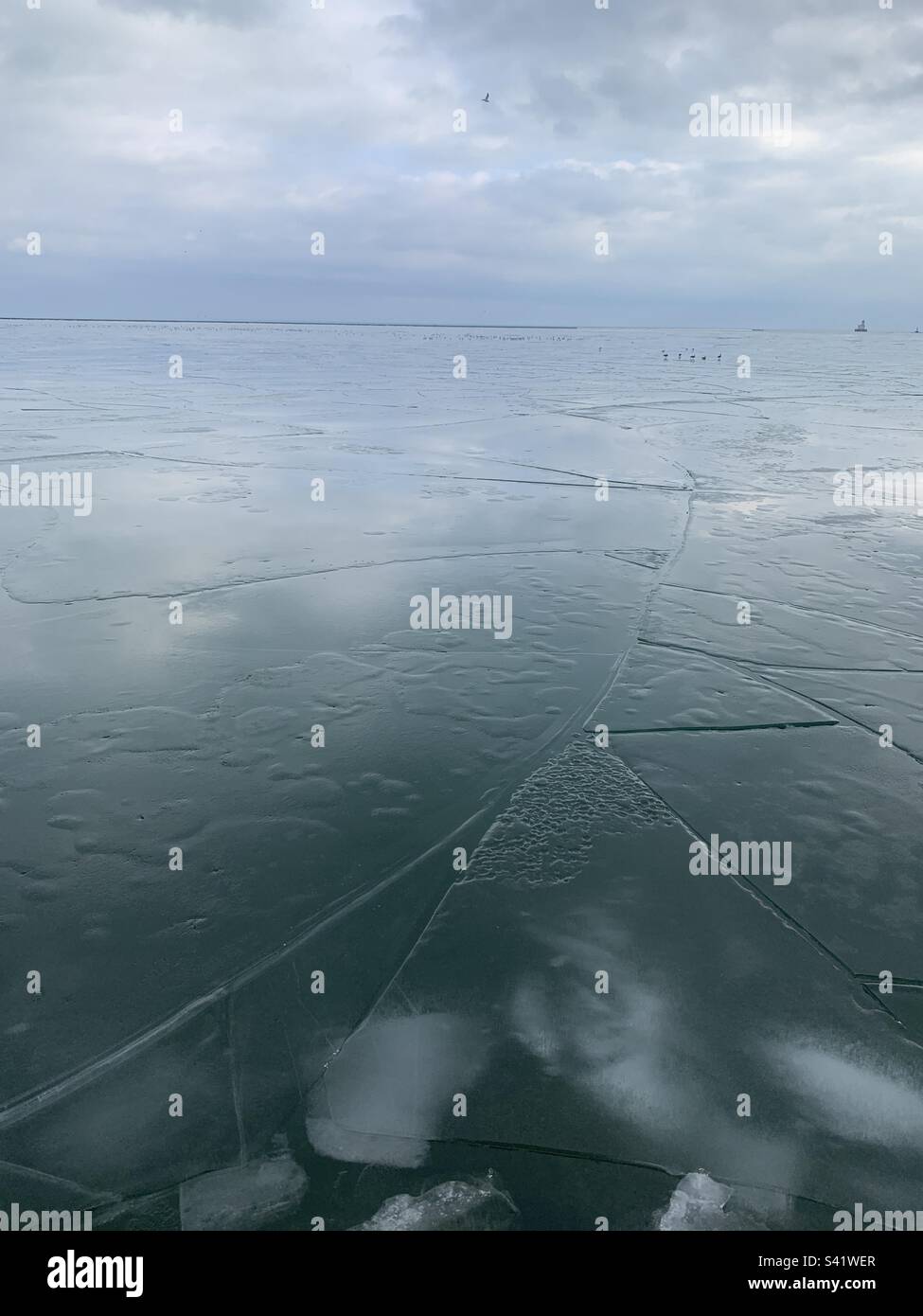 Frozen lake in winter Stock Photo - Alamy