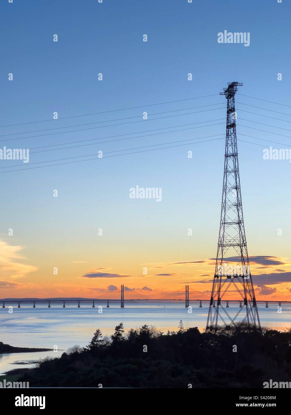 Pylon and Second Severn crossing. Prince of Wales bridge Stock Photo ...
