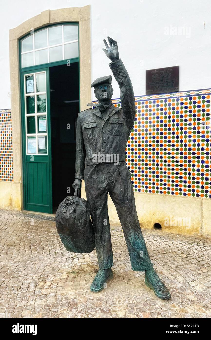 Francis Tondeur sculpture of a soldier saying farewell is outside ...
