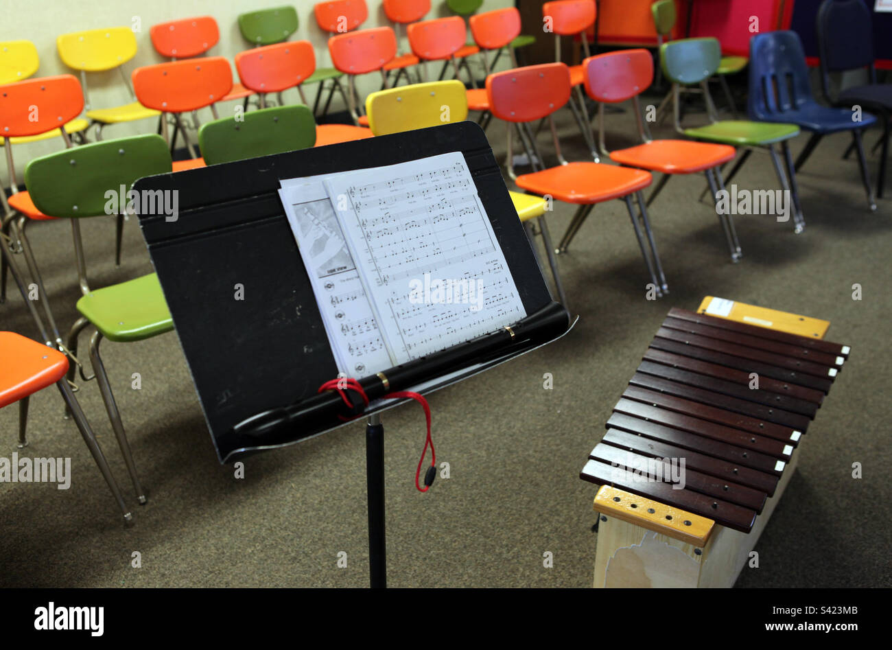 Empty music classroom in American school Stock Photo - Alamy