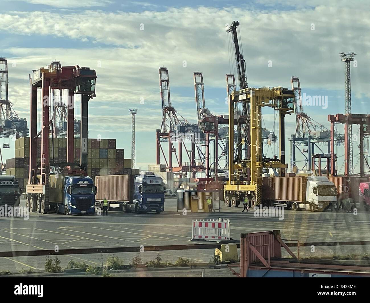 Bremerhaven, Container harbor, trucks loading. Germany Stock Photo - Alamy