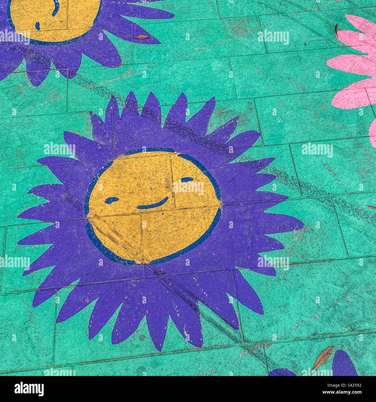 Happy flower pavement picture Stock Photo - Alamy