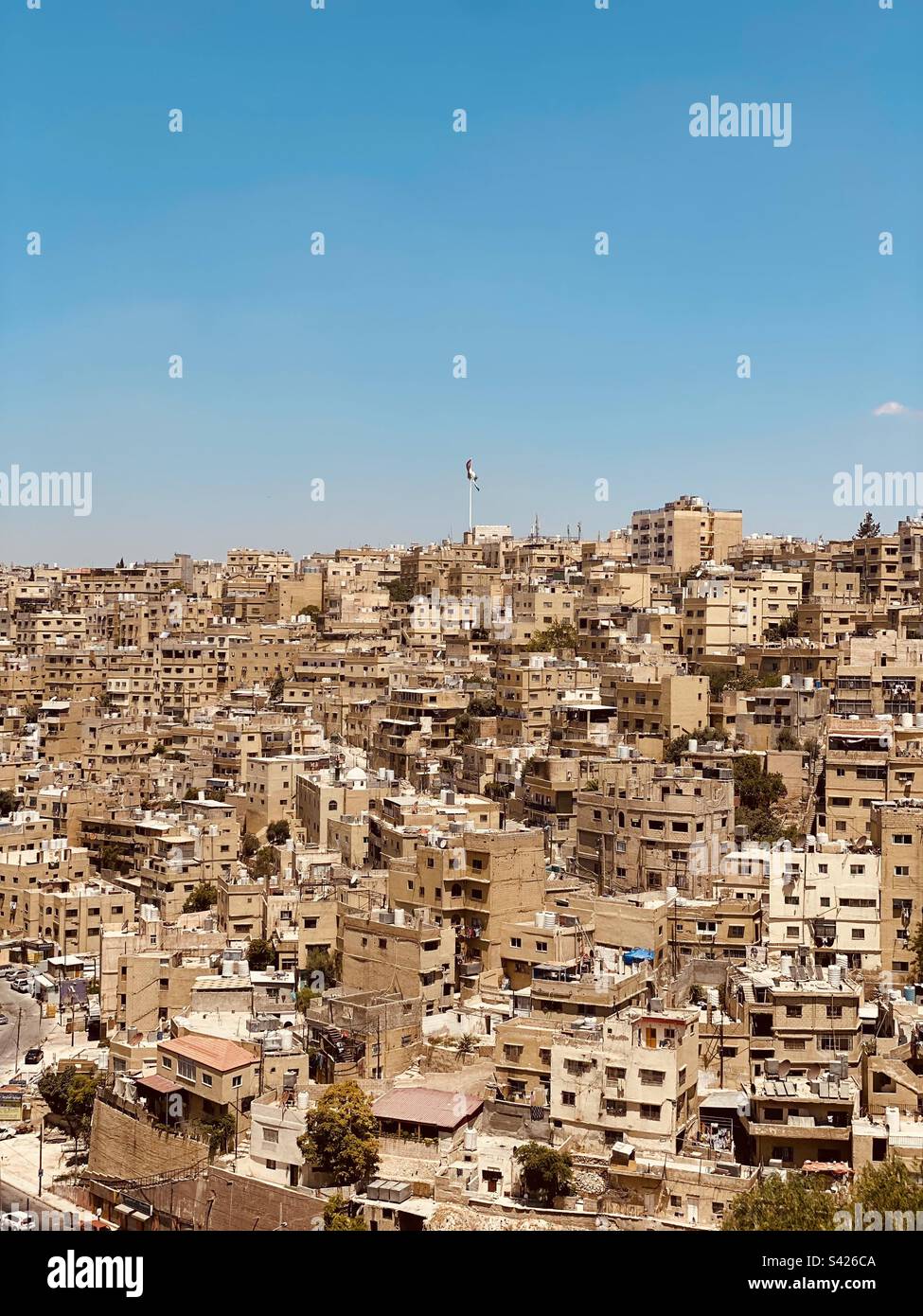 A view from the top of a hill at Al-Mathaf street Amman, Jordan 2021 ...