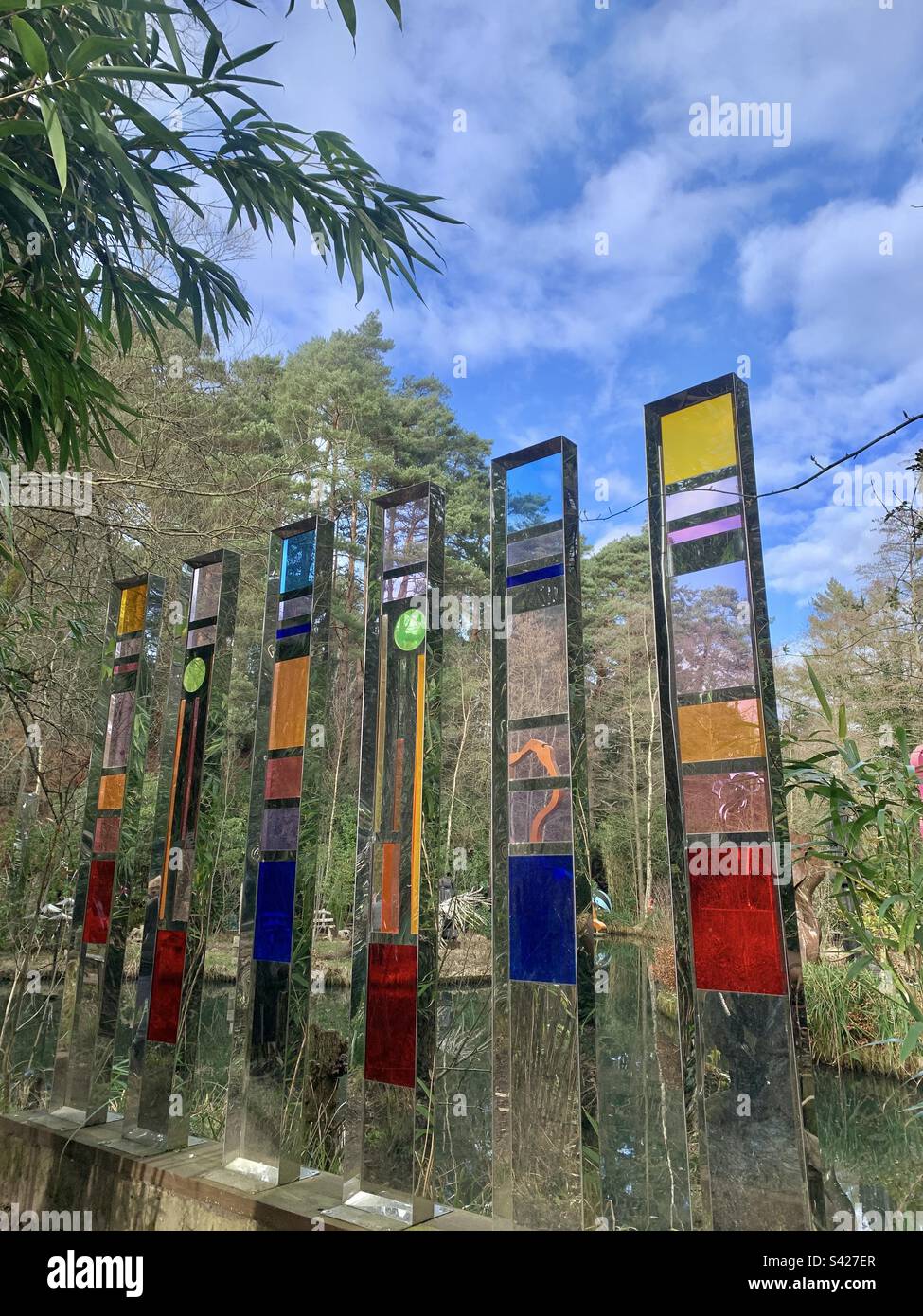 Sculpture park colourful glass sculpture Farnham England Stock Photo ...