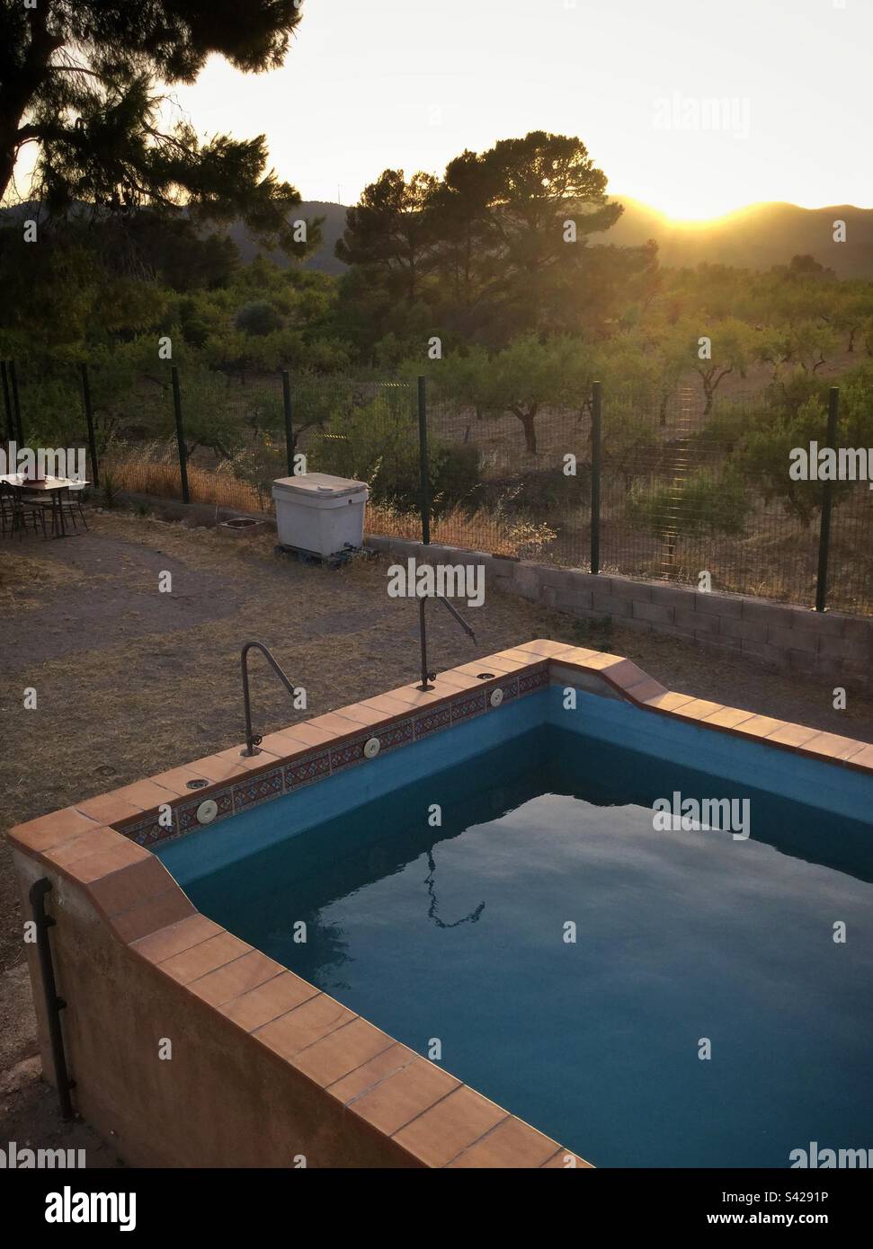 Country swimming pool, Catalonia, Spain Stock Photo - Alamy