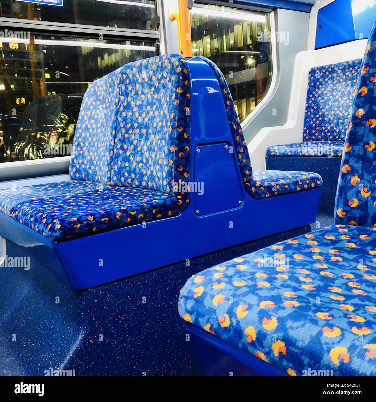 Seats made of “beach ball” pattern Moquette fabric on London transport ...