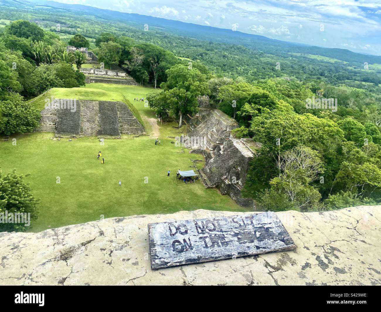 Beautiful view from the top edge of El Castillo Mayan ruin across the ...