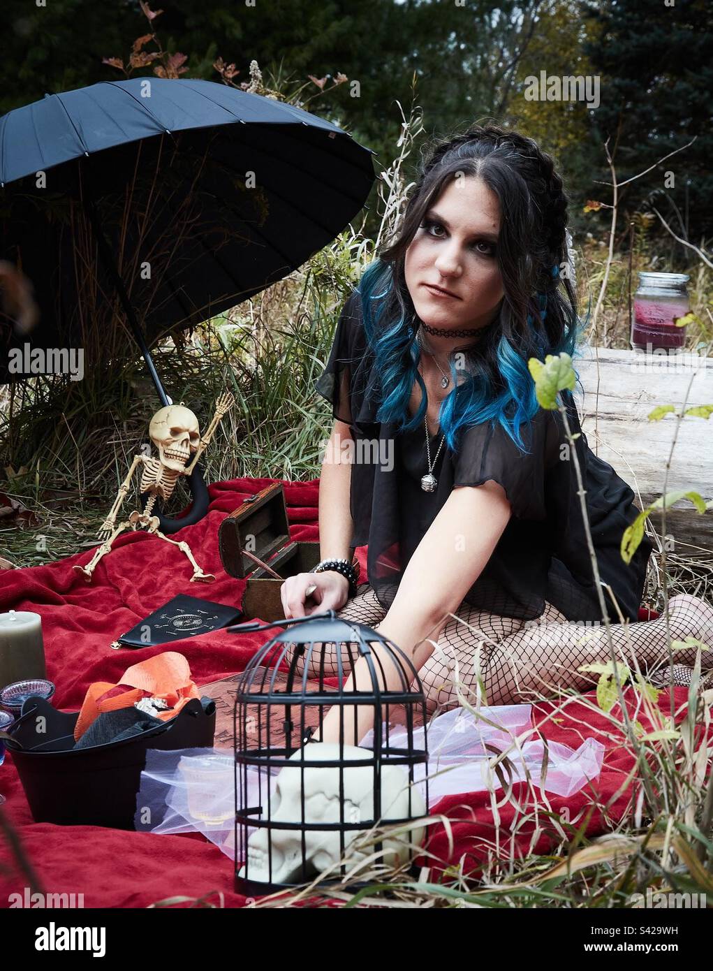 Blue Haired Witch Stock Photo - Alamy