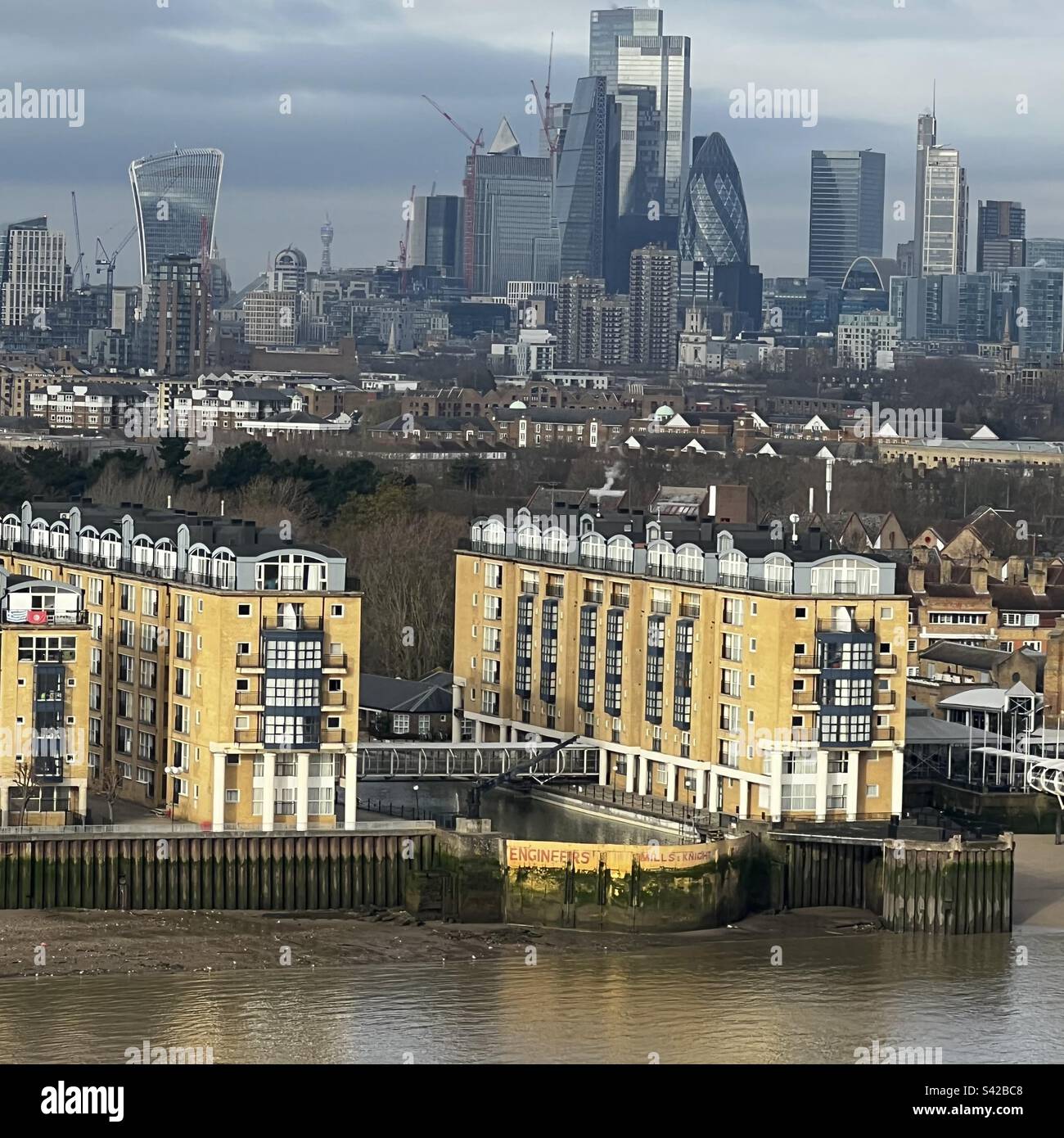 View of London flats from canary wharf Stock Photo - Alamy