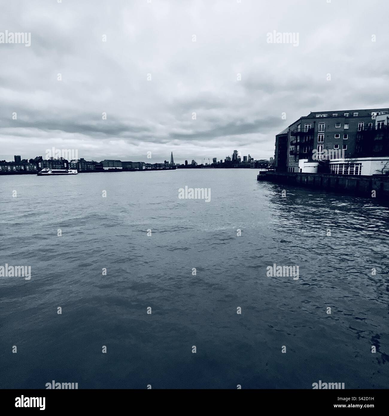 Thames River view canary wharf London Stock Photo - Alamy