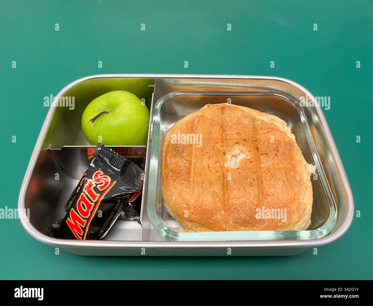 Lunch box with mini Mars bars Stock Photo - Alamy