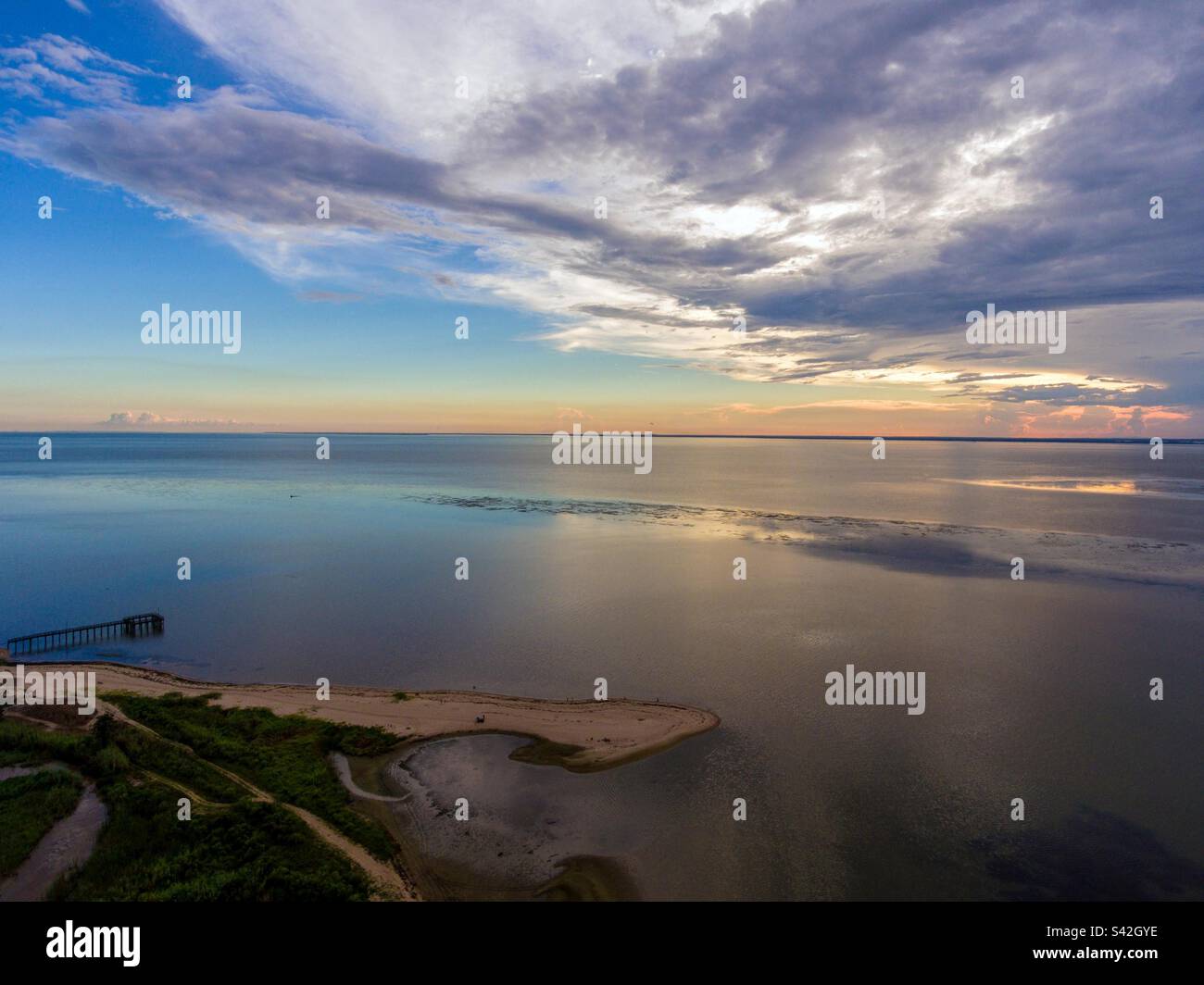 Aerial view of Mobile Bay at sunset Stock Photo - Alamy
