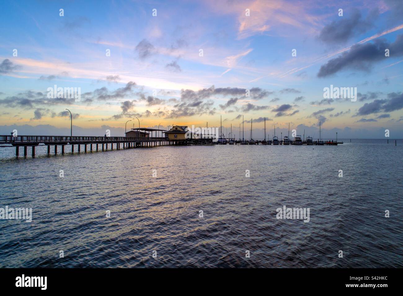 The Fairhope pier on Mobile bay at sunset Stock Photo - Alamy
