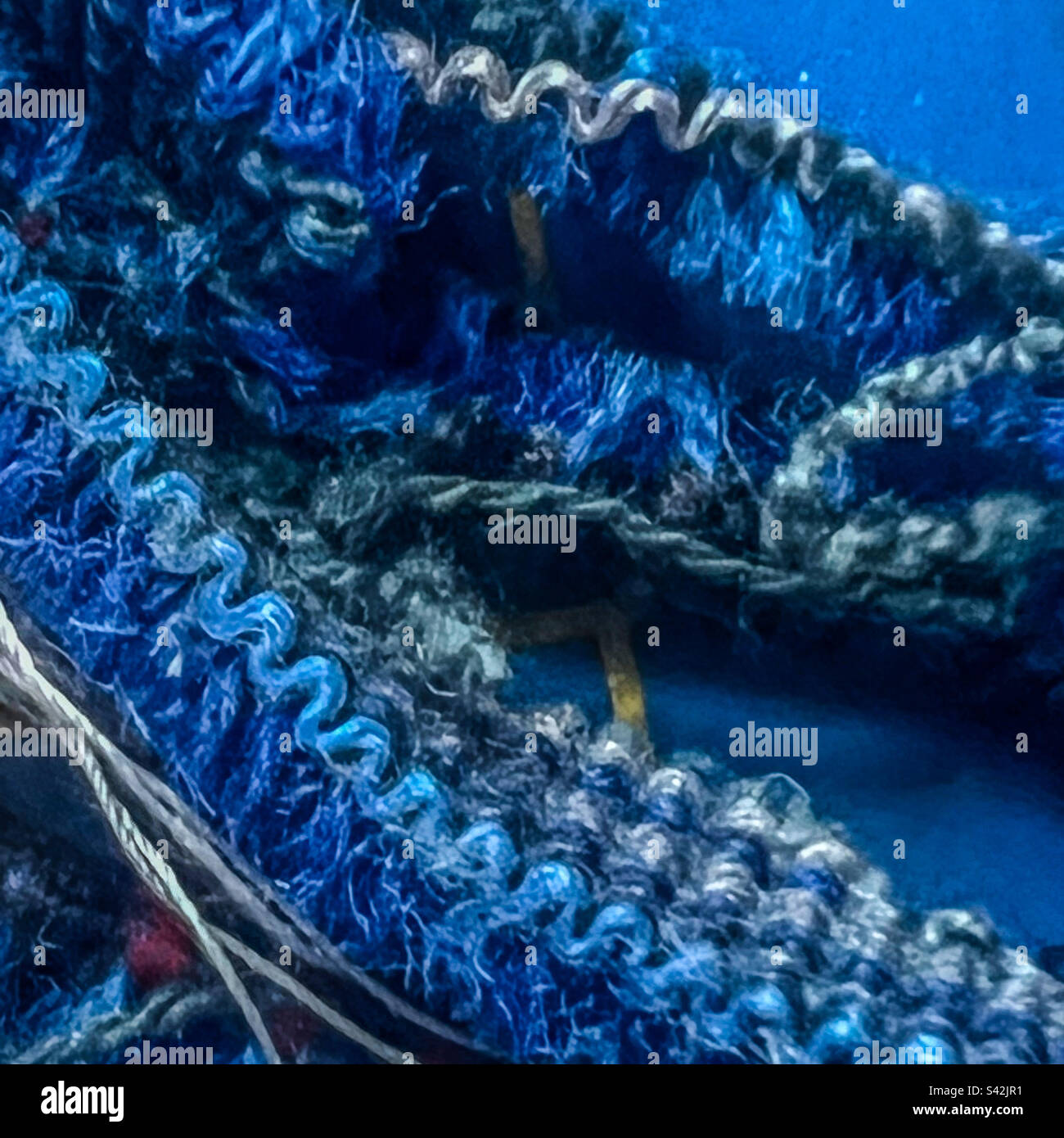 Closeup Blue Wool Moquette Fabric scraps Stock Photo - Alamy