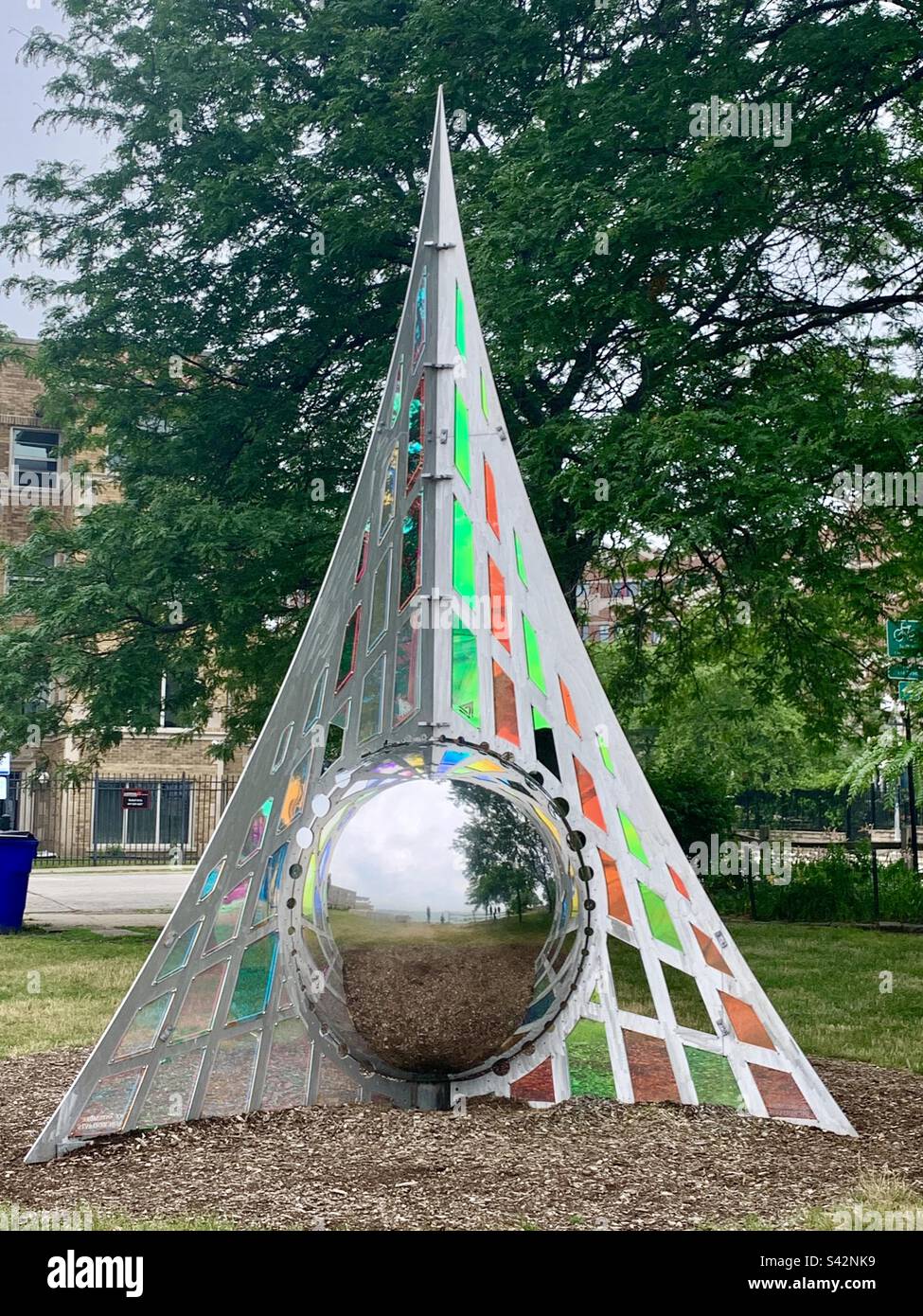 A triangular/polygons/circular display at a children park located in a ...
