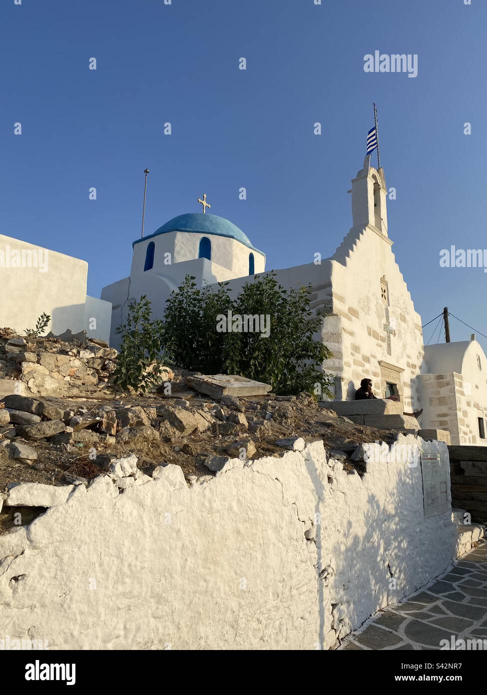 Blue and white church on the side of the road Stock Photo - Alamy