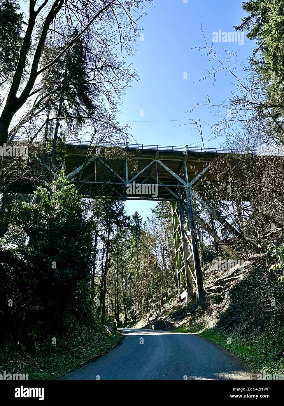 Old bridge tressle in West Seattle Stock Photo - Alamy