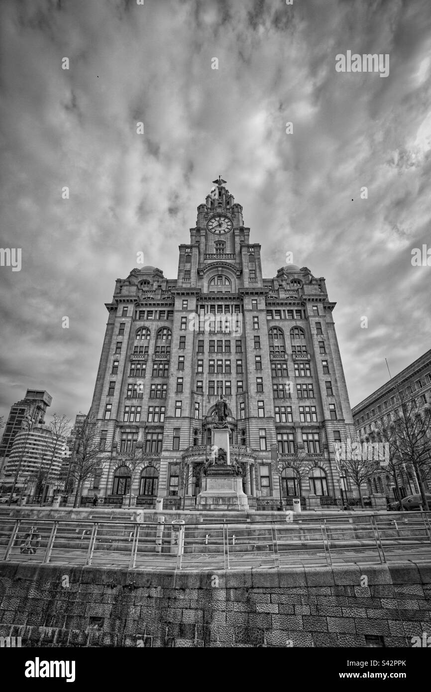 Liverpool royal liver building Black and White Stock Photos & Images ...