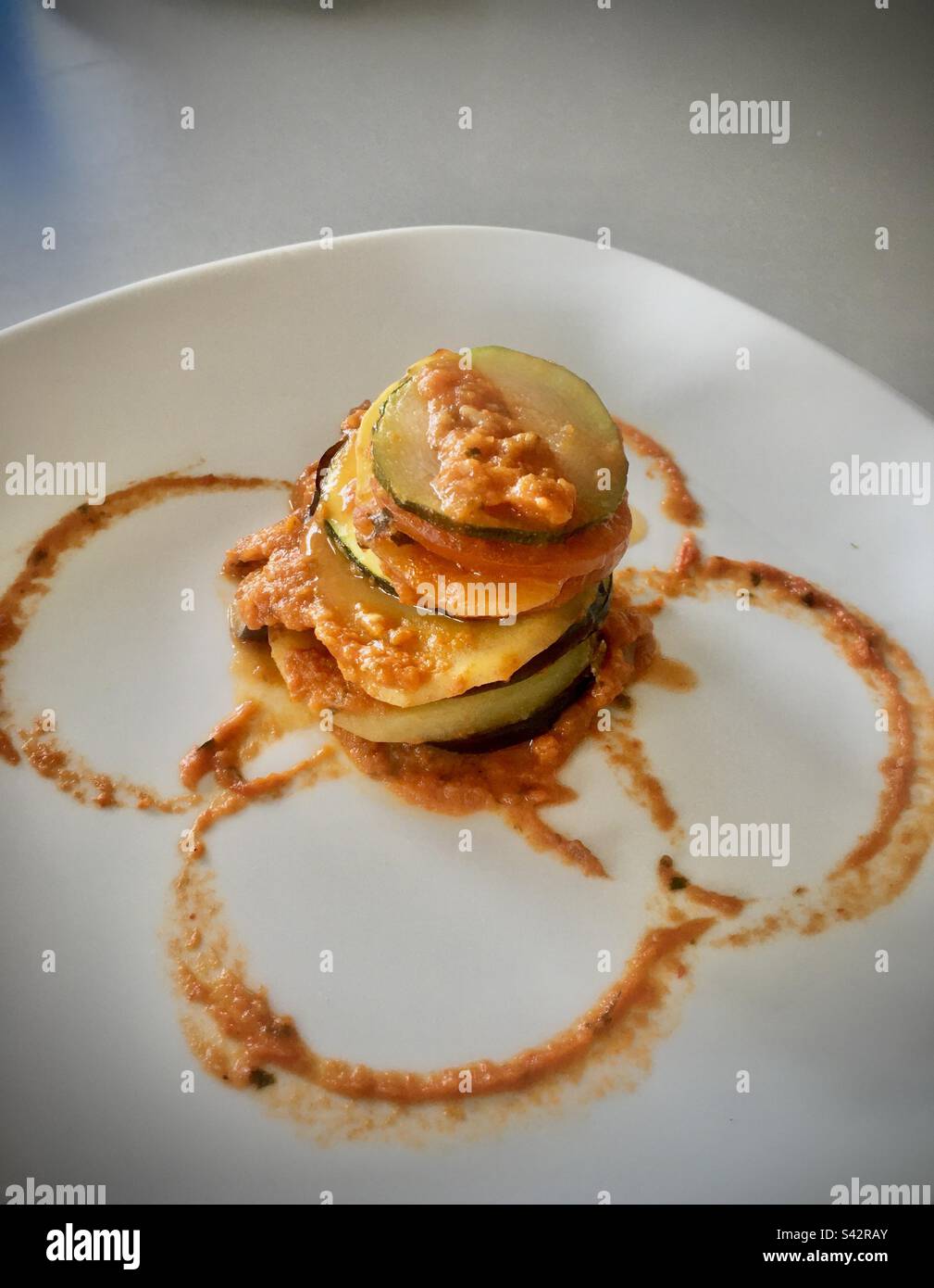 Photo of home cooked ratatouille aka confit byaldi Stock Photo - Alamy