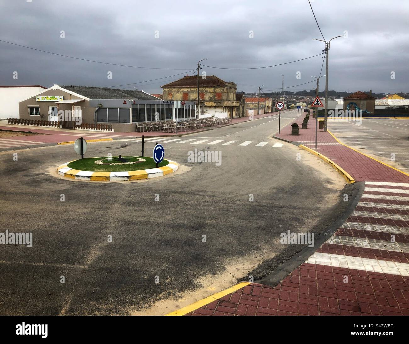 Roundabout in Praia de Paramos, beach town in Portugal, 2023 Stock ...