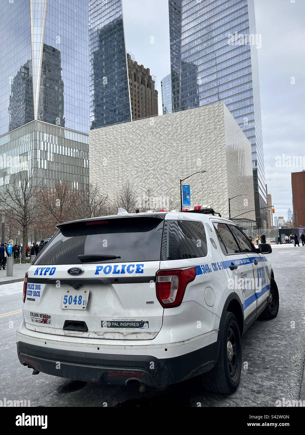 New York police car on a street. Photo taken in New York in December ...