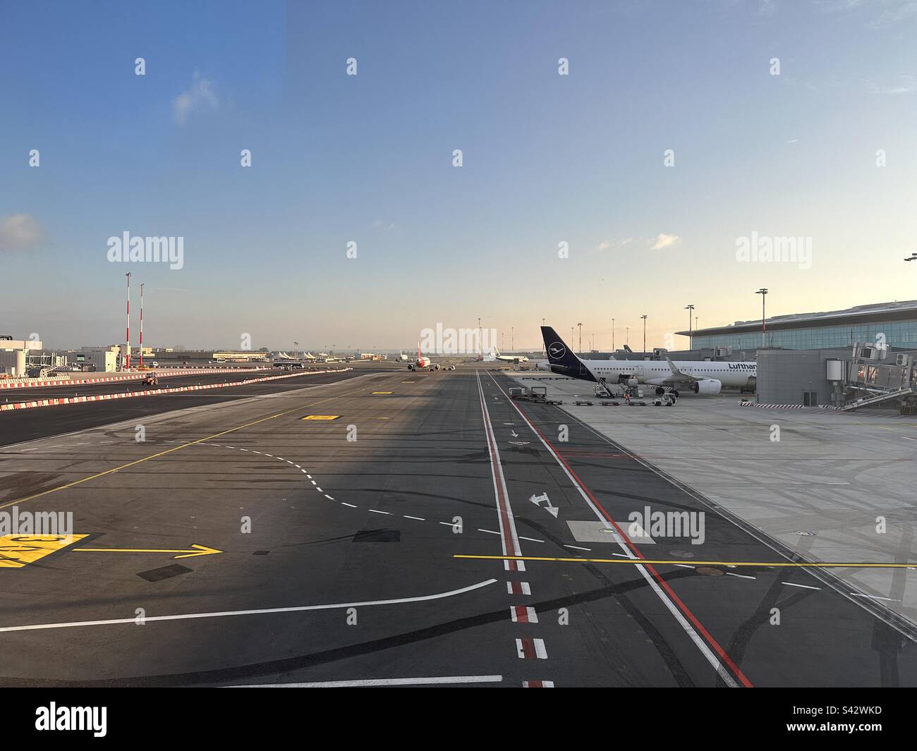 Airport Runway, Fiumicino airport, Rome, Italy Stock Photo - Alamy