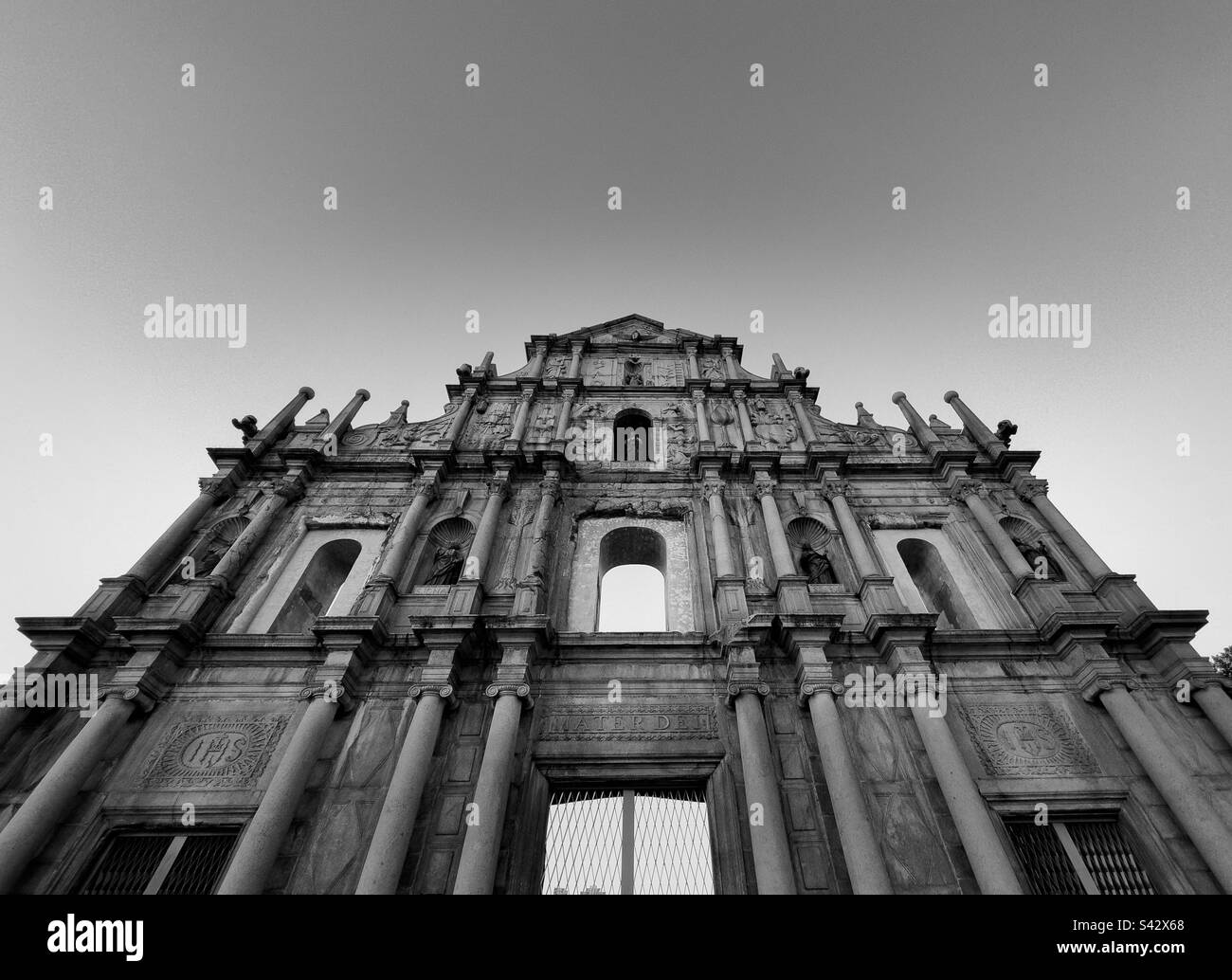 The landmark stone facade ruins of St Pauls Cathedral and College in ...