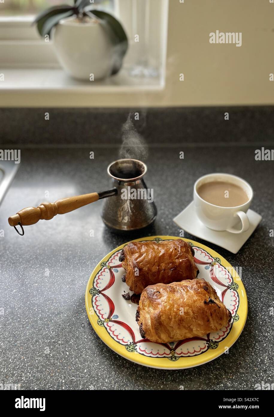 Good morning with Turkish coffee and French pastries Stock Photo - Alamy