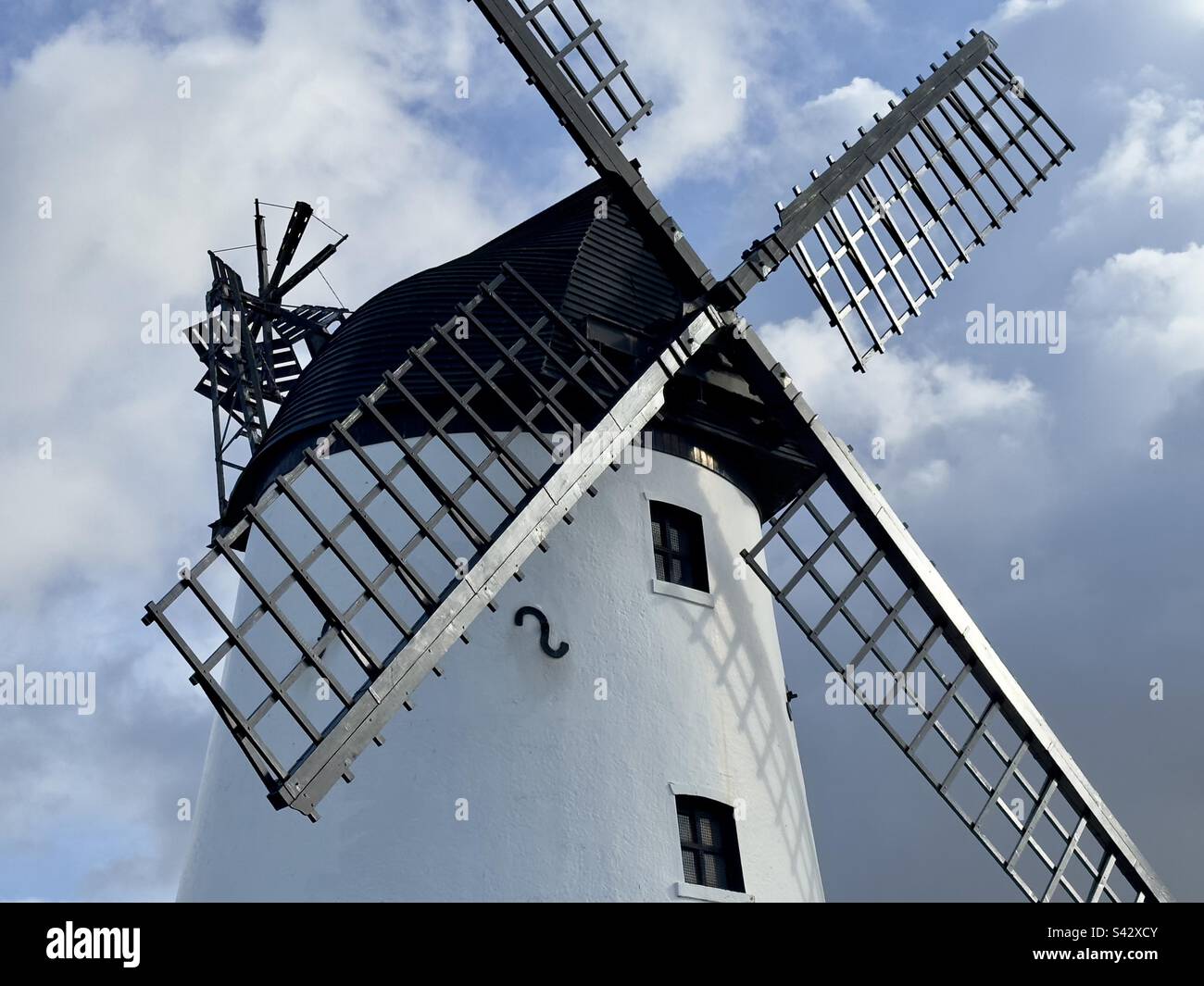 A detail of the cap and sails of the Windmill on Lytham Green Stock ...