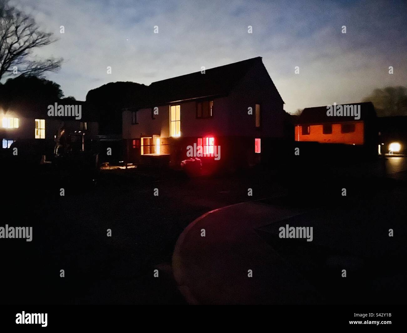Housing estate at night Stock Photo - Alamy