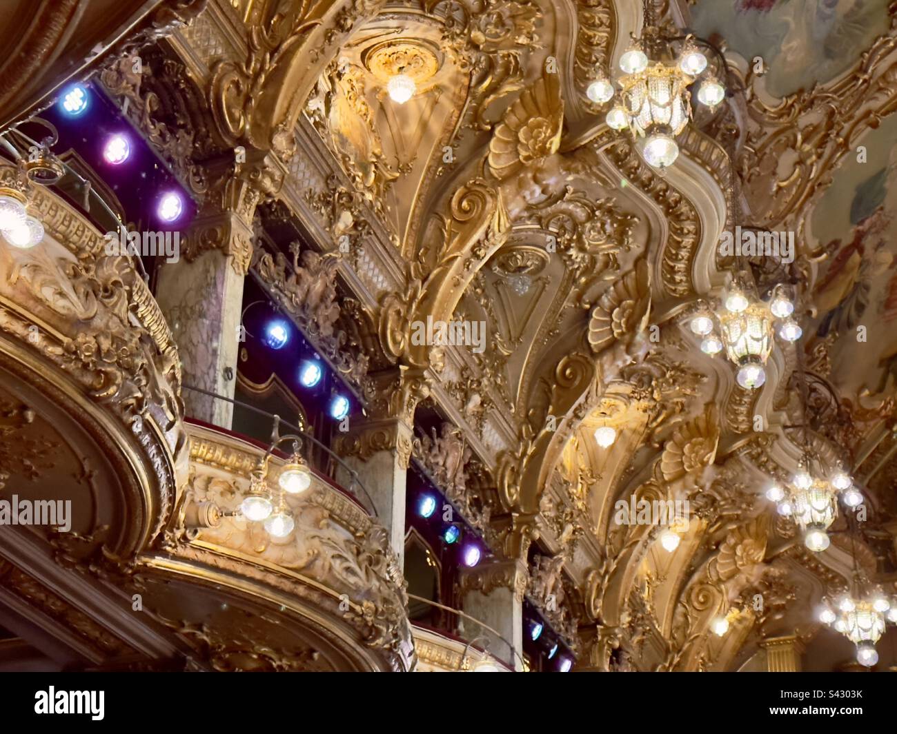 A detail of the balconies in Frank Matcham’s interior for the Blackpool ...