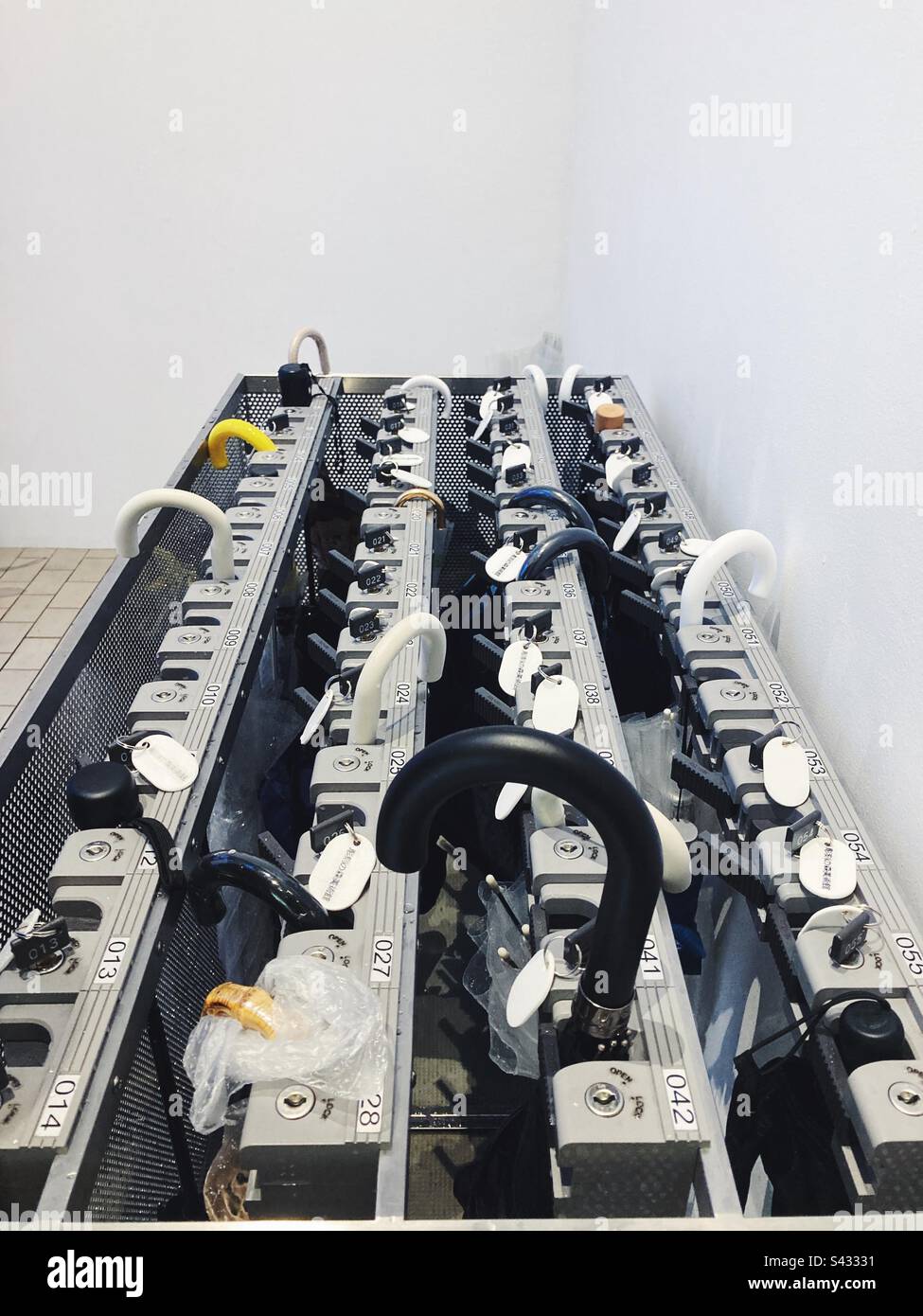 Umbrella locking system in Japan, for leaving your umbrella at an ...