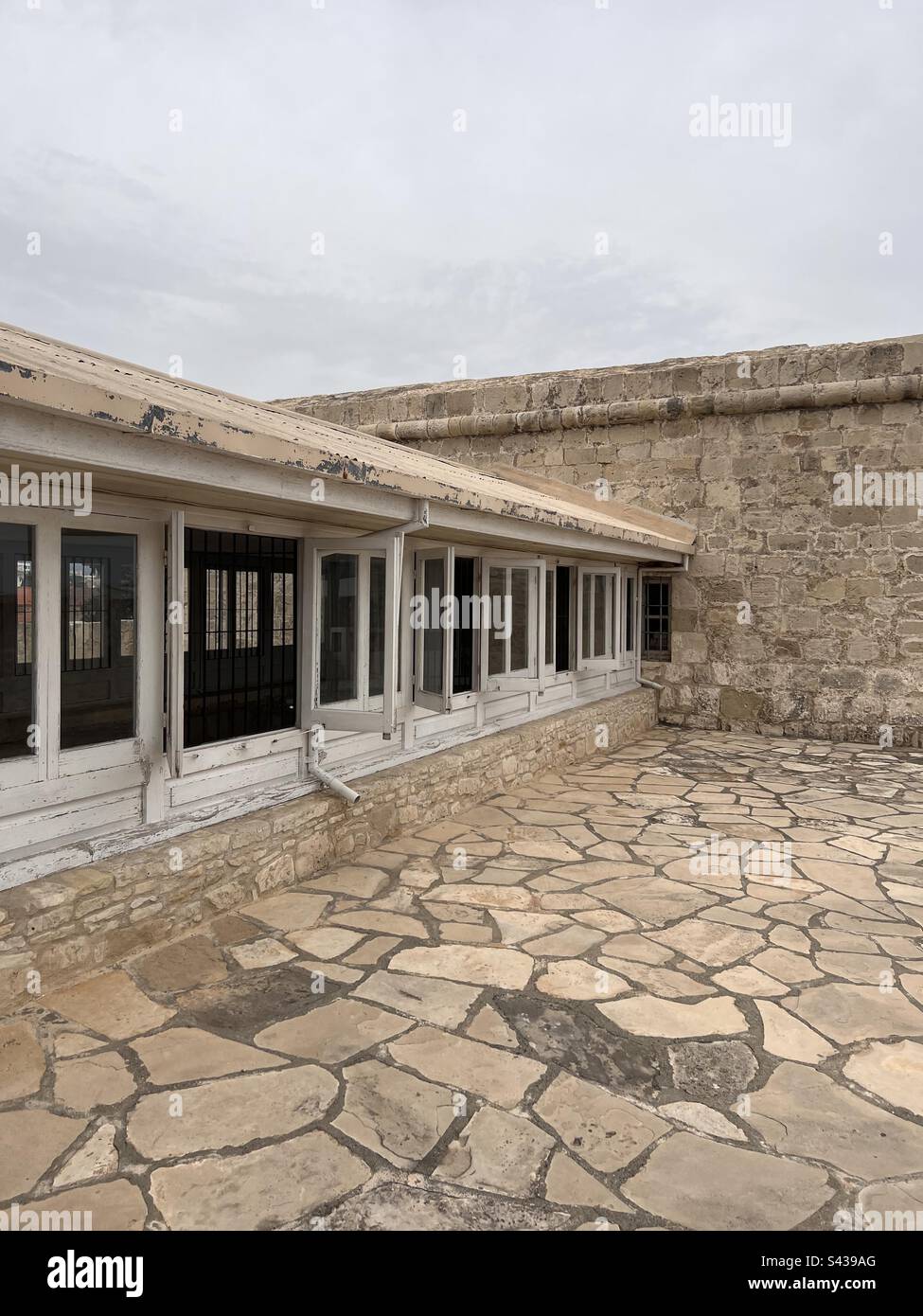 Roof of the Limassol castle - windows open on a glass atrium Stock ...