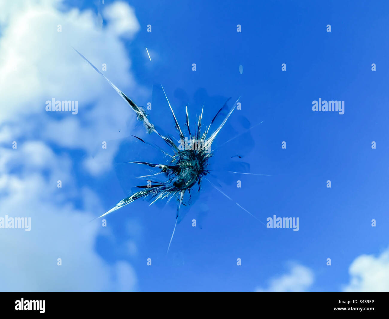 Large chip on car windshield Stock Photo - Alamy