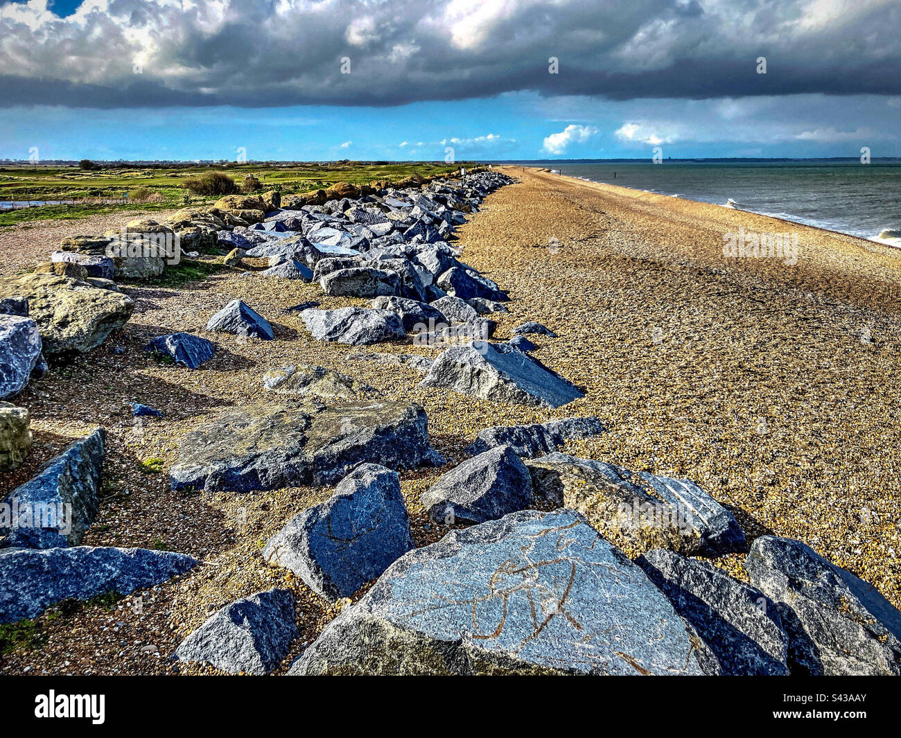 View from Sandown Castle, Deal, looking towards Sandwich Bay and Thanet ...