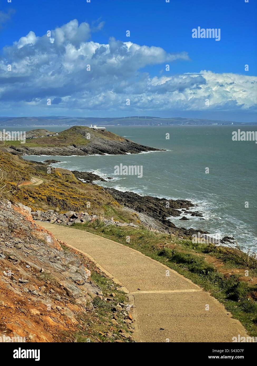 Wales coastal path heading east between Langland Bay and Limeslade Bay ...