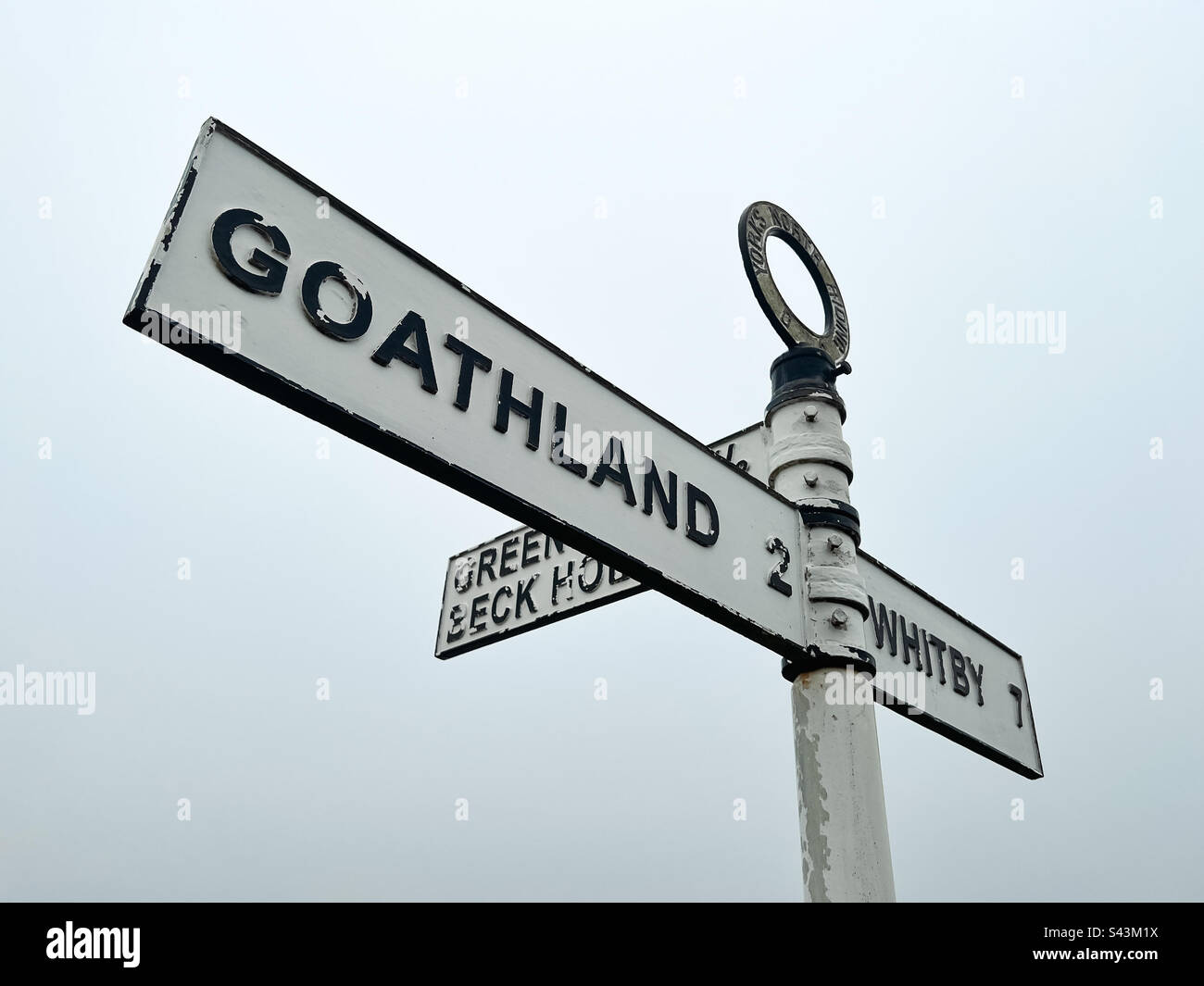 Goathland and Whitby old fashioned sign Stock Photo - Alamy