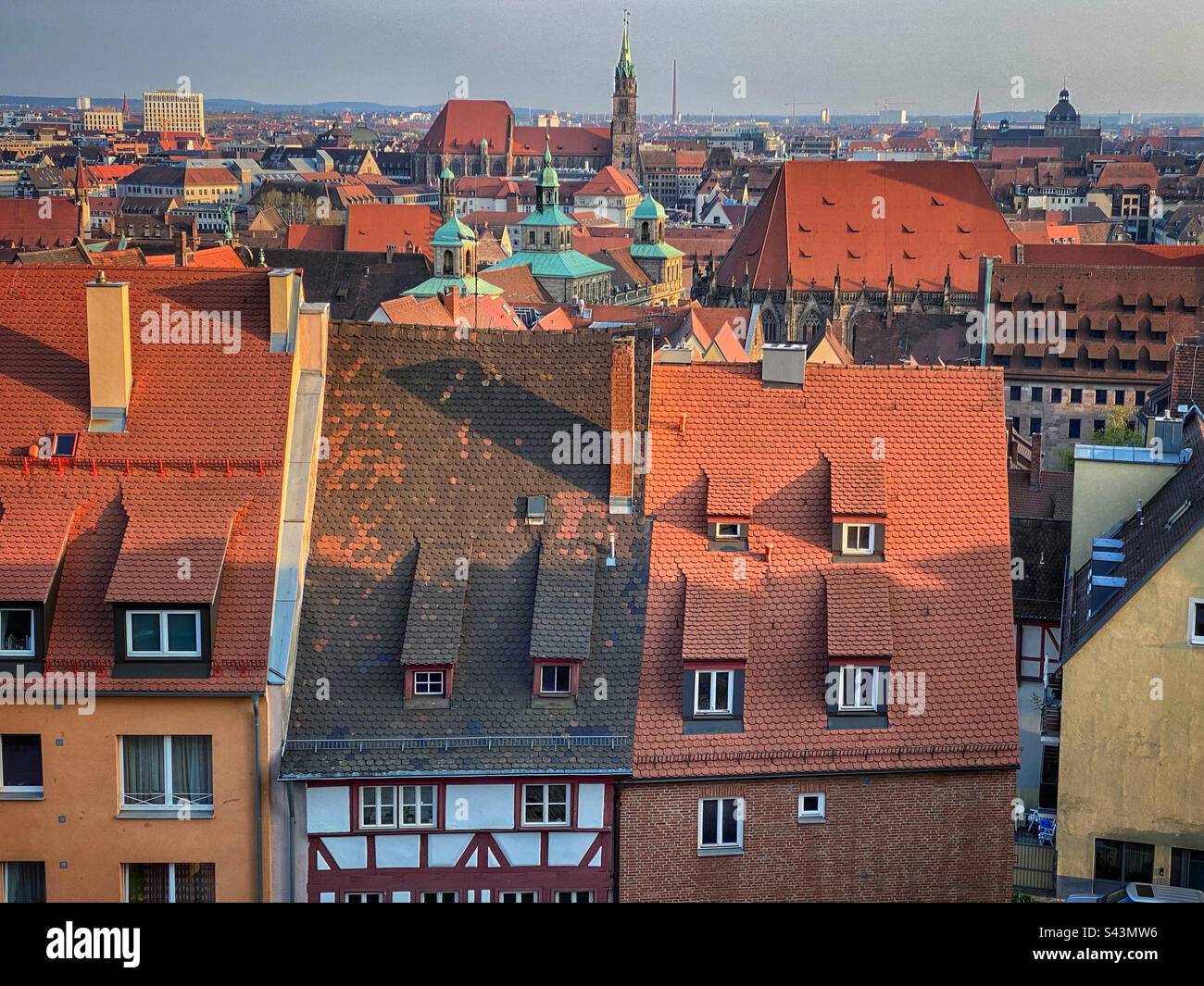View at Nuremberg with its roofs and historical buildings from the ...