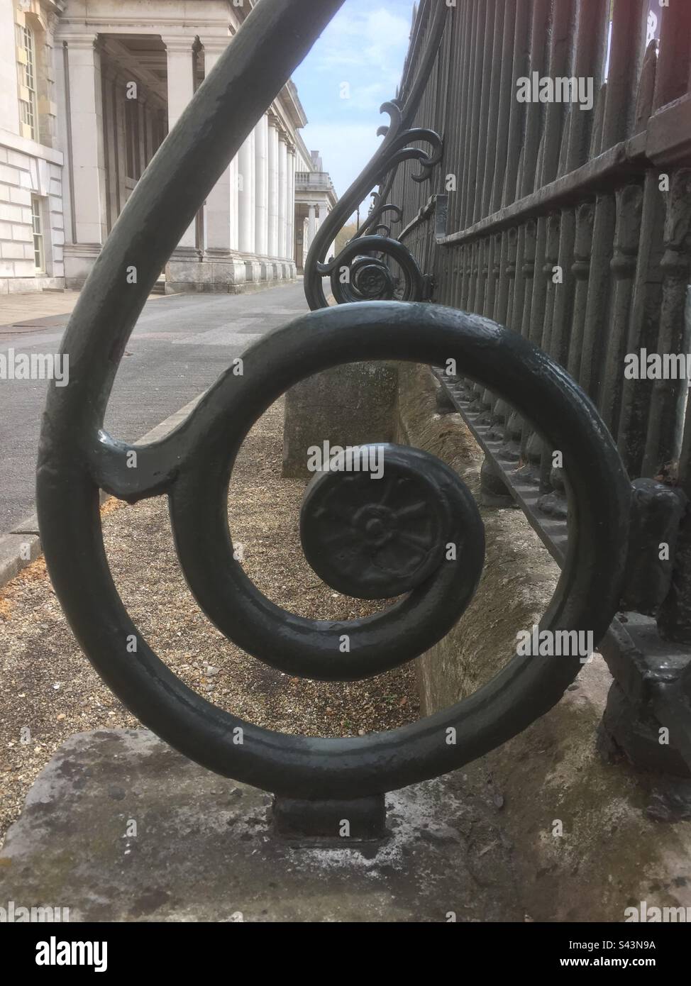 Greenwich railing circle swirl Stock Photo - Alamy