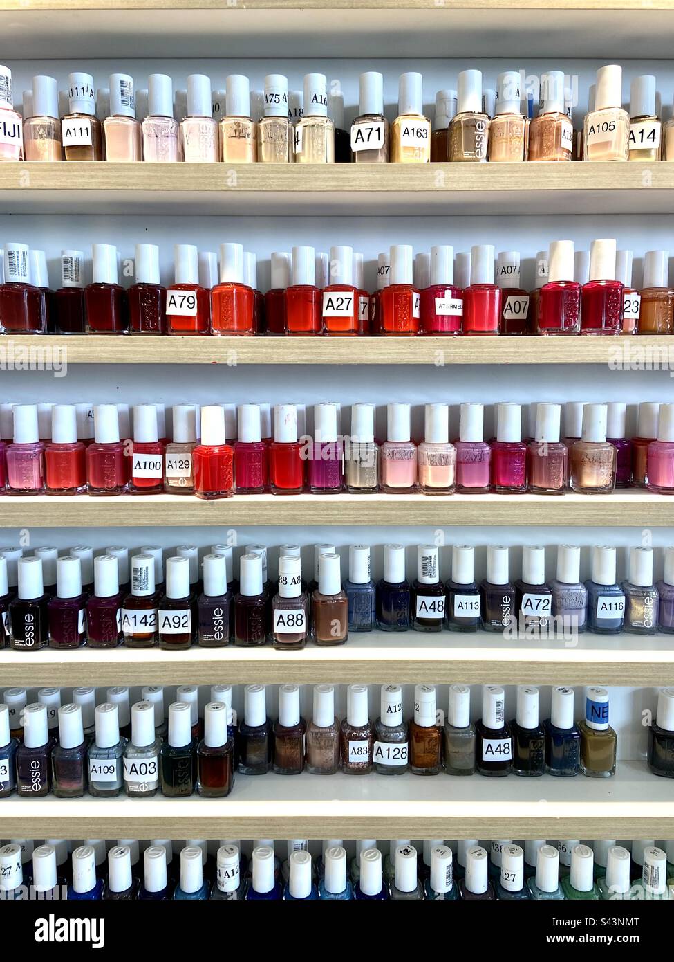 A variety of nail polish colors to choose from at the nail salon Stock ...