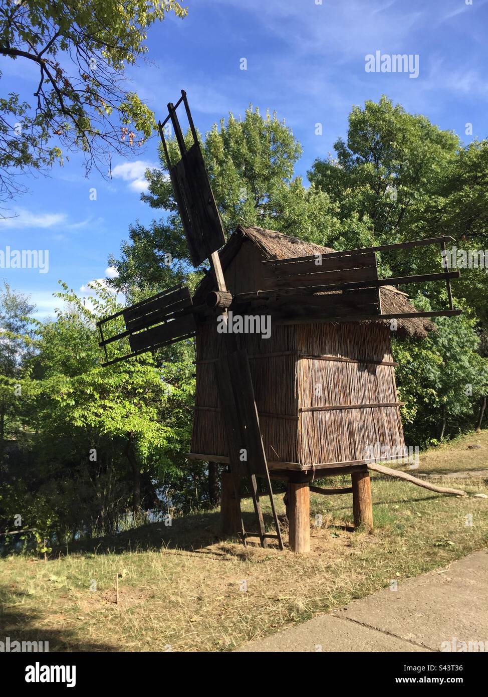 King Michael I Park, Bucharest, Romania. Ancient windmill. Traditional ...