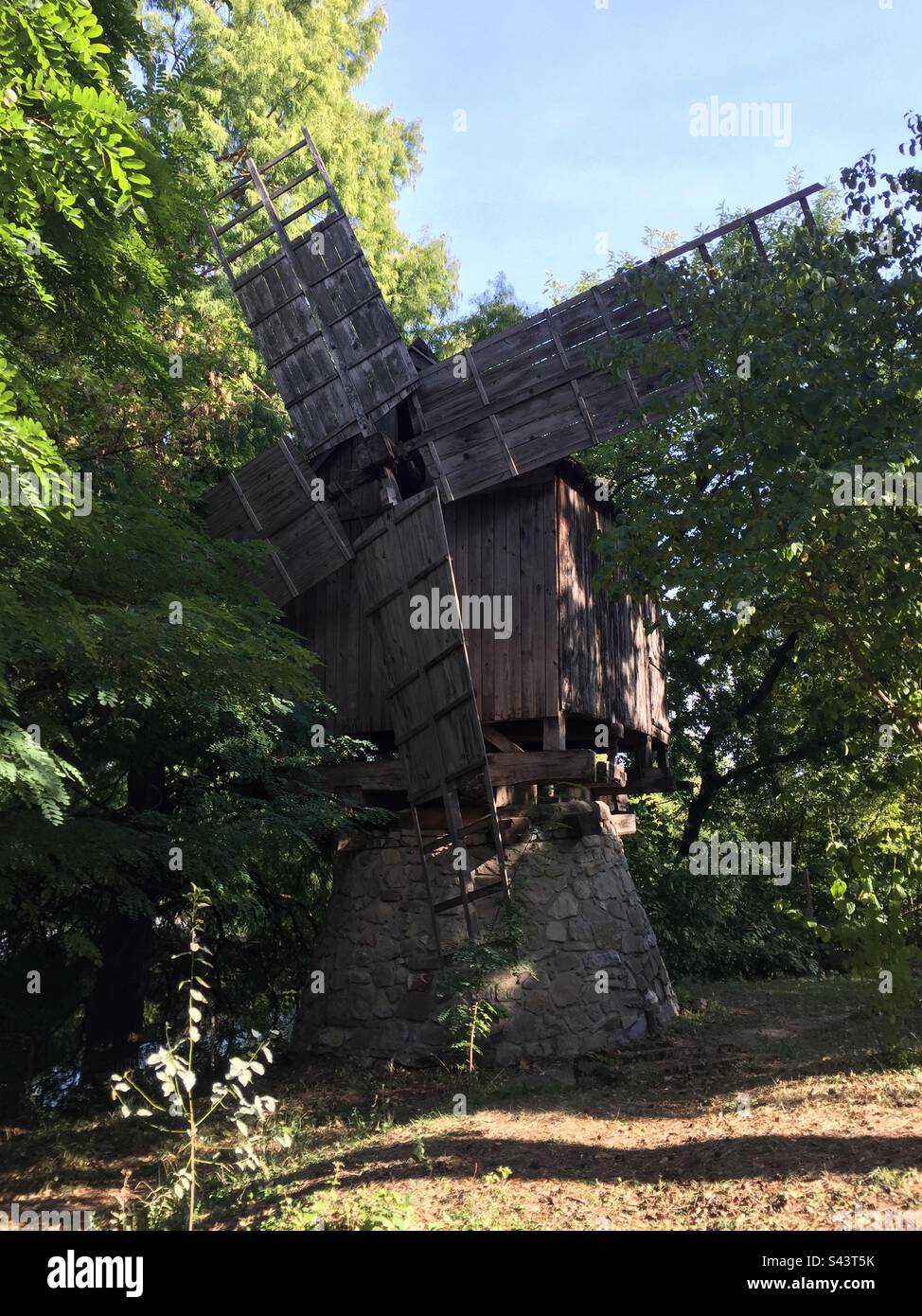King Michael I Park, Bucharest, Romania. Ancient windmill. Traditional ...