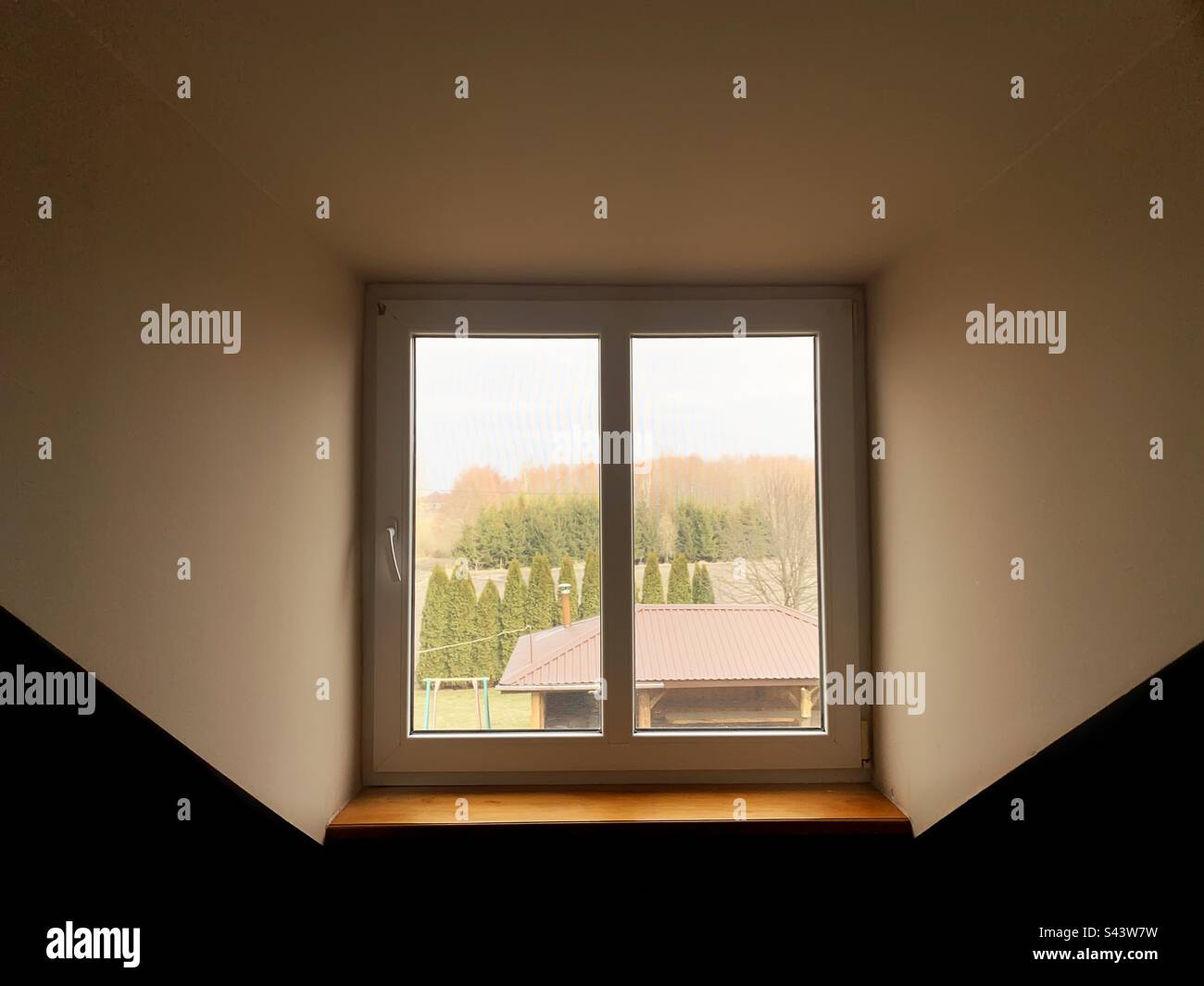 Countryside view from window Stock Photo - Alamy