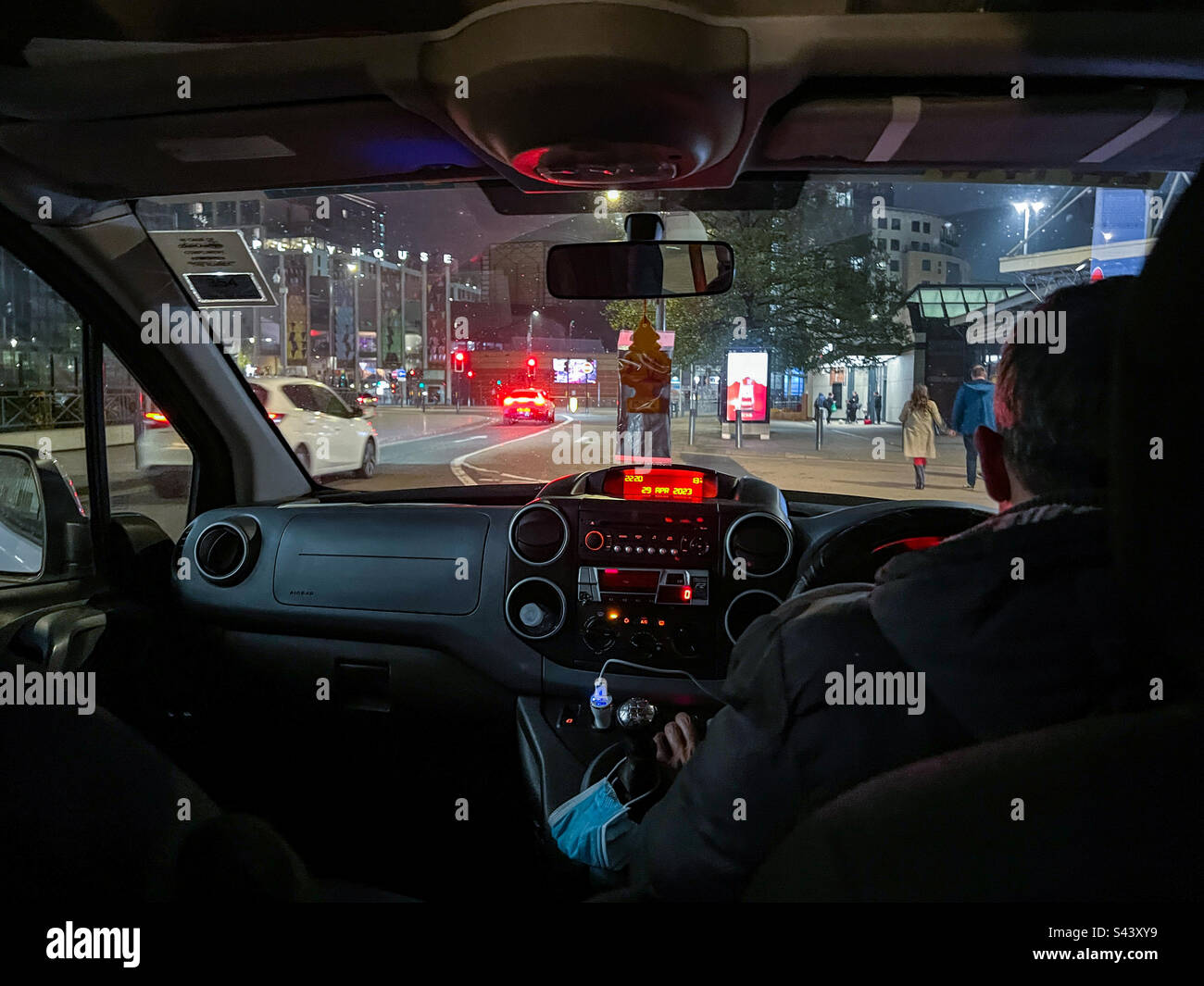 Inside taxi ride at night Stock Photo - Alamy