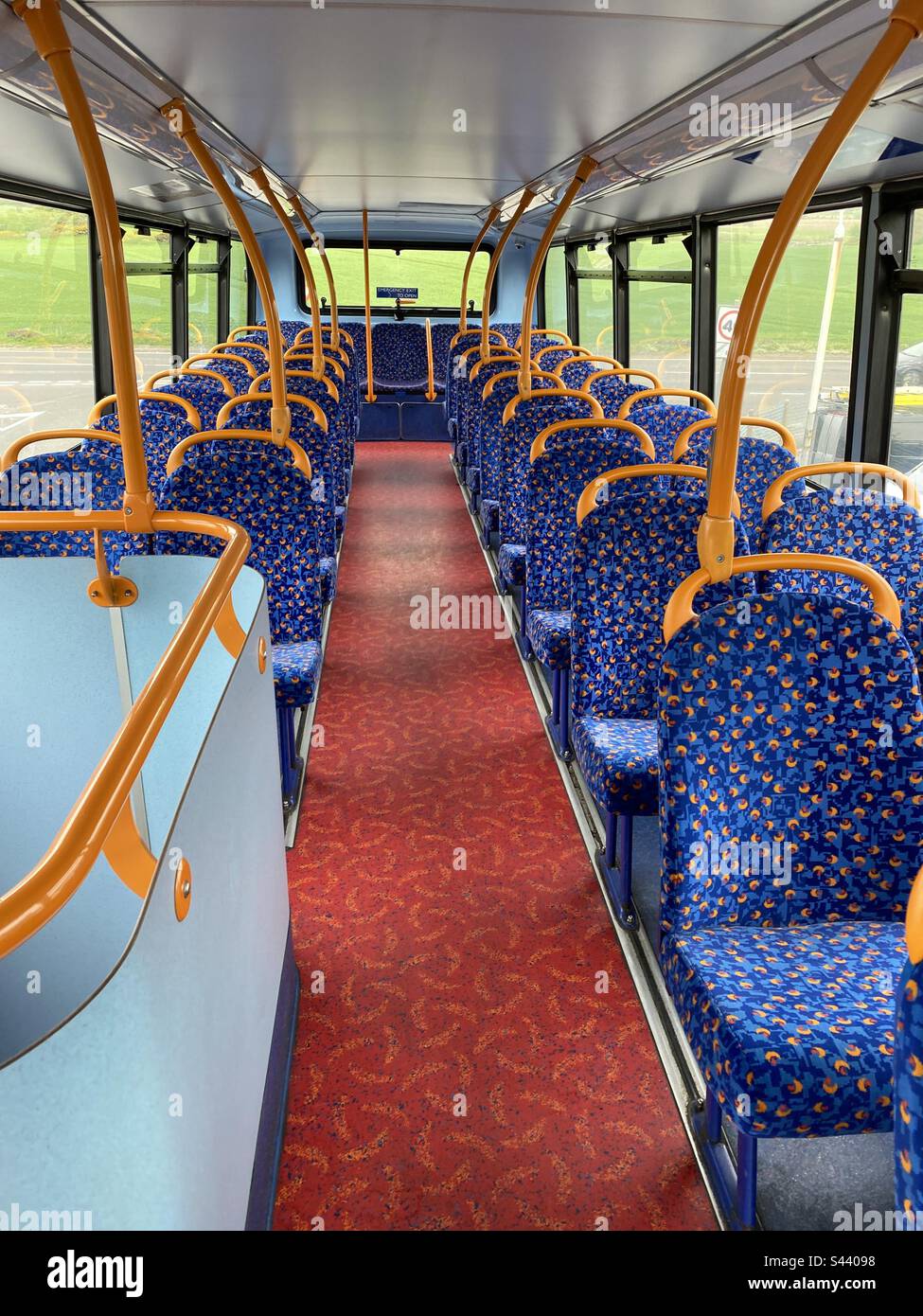 Empty top deck of bus Stock Photo - Alamy