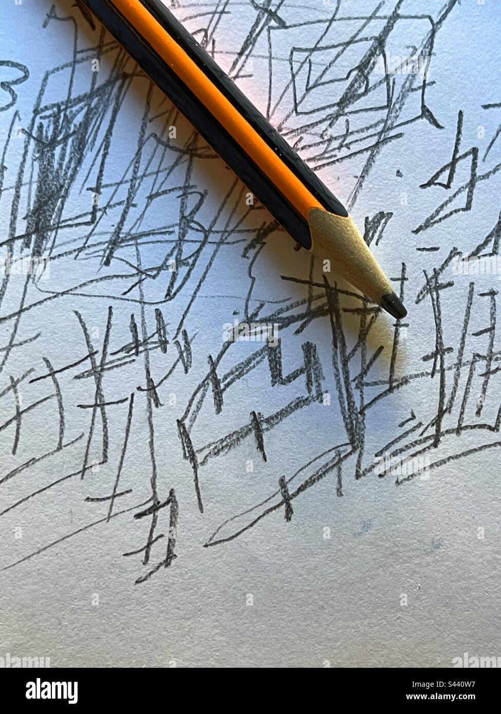 Pencil and sketches on paper Stock Photo - Alamy