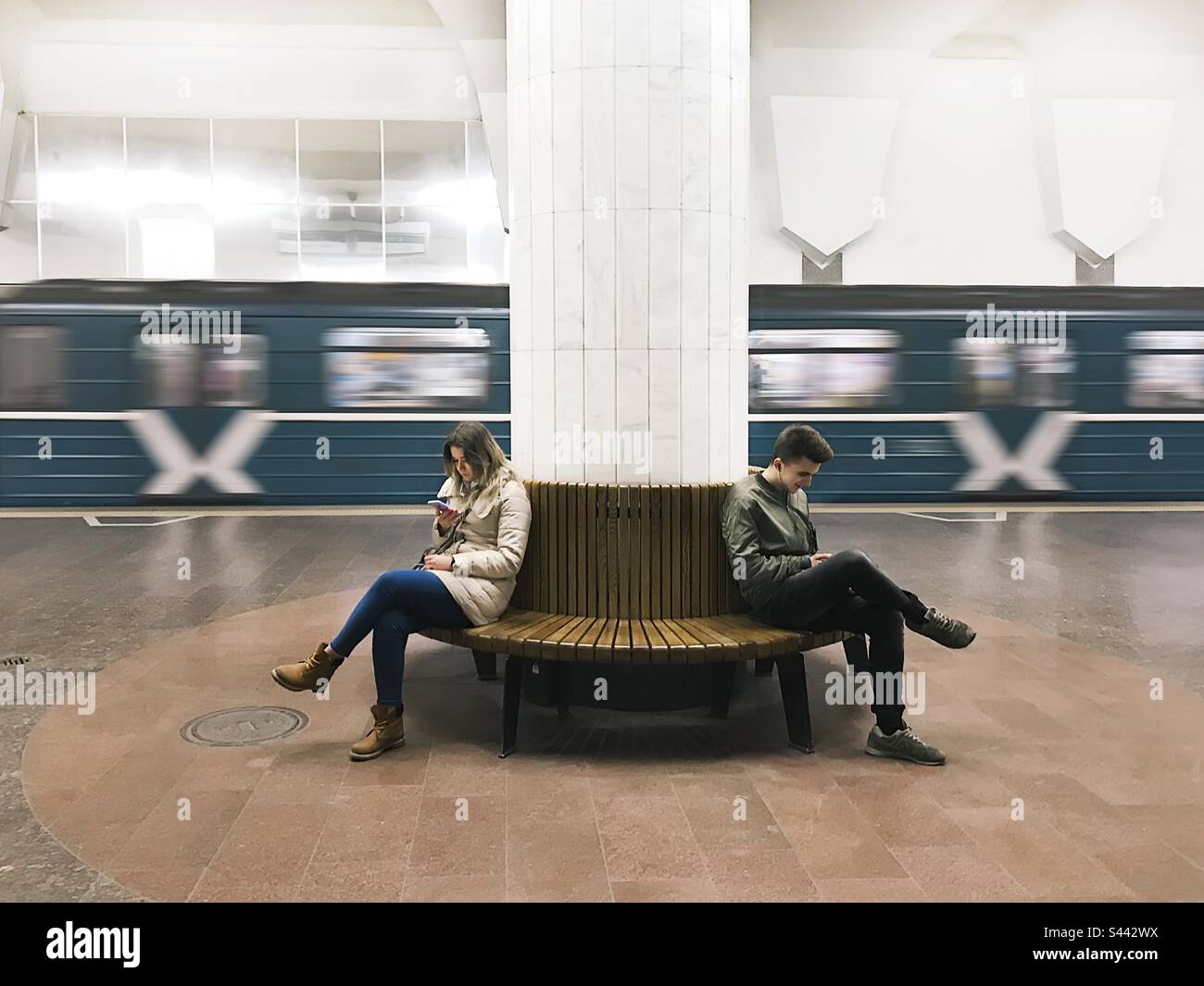 Symmetry in subway Stock Photo - Alamy