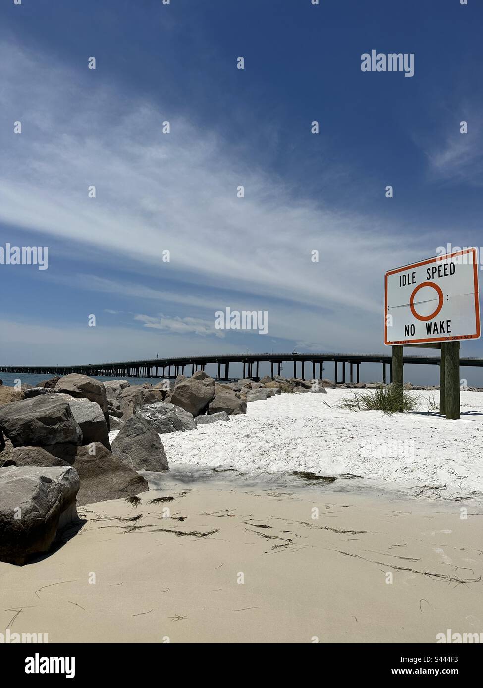Safety sign for boats in the harbor at Norriego Beach Point Florida ...