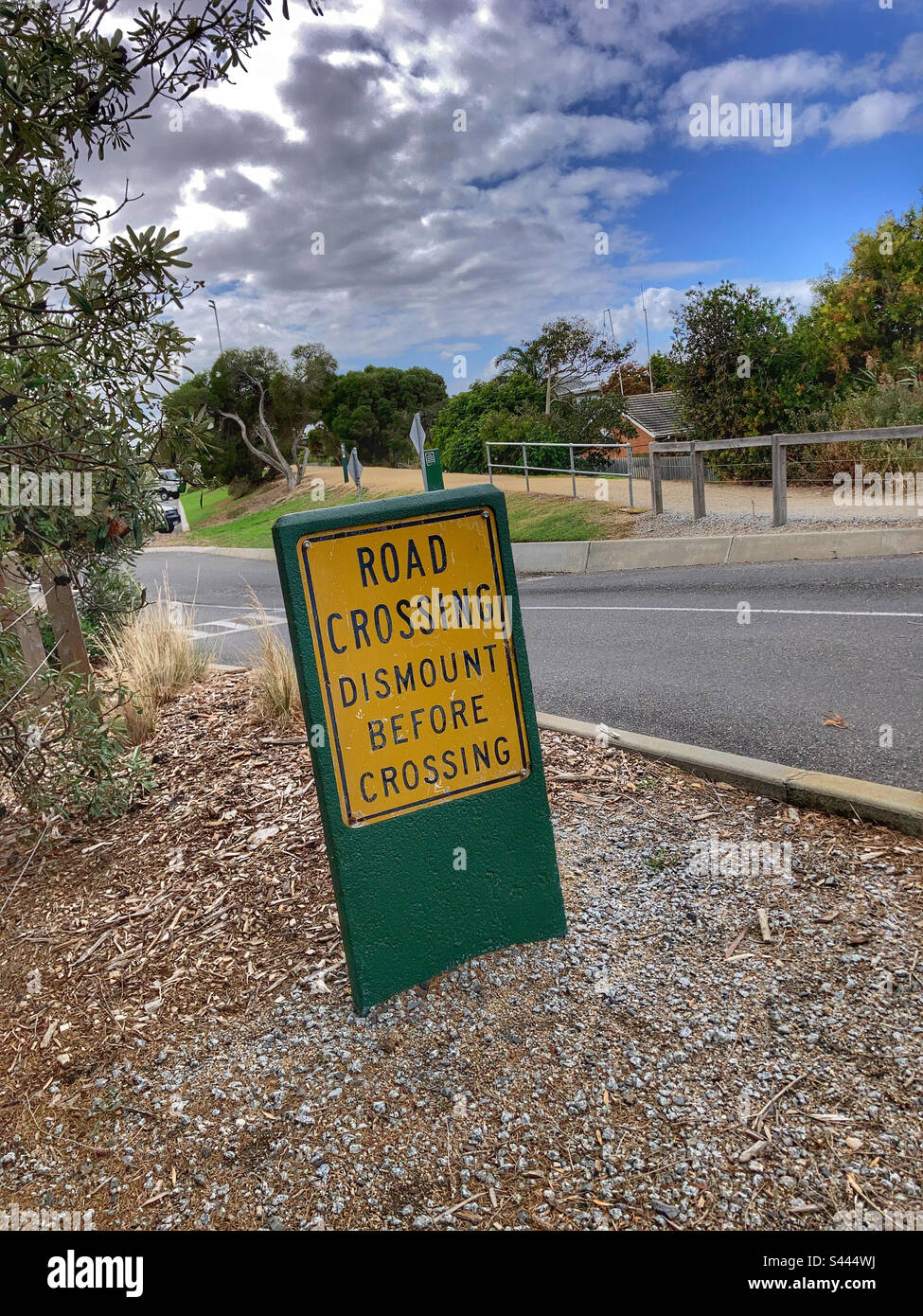 Ridiculous Cyclists dismount sign at a road crossing Patterson River ...